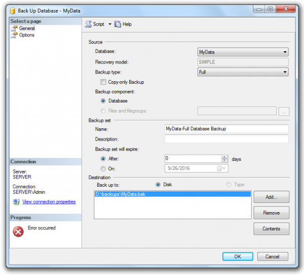 Cannot use the backup file because it was originally formatted with ...
