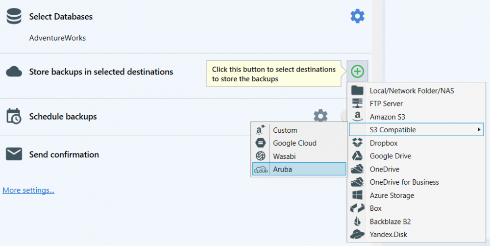 S3 Compatible Aruba - SQLBackupAndFTP Documentation